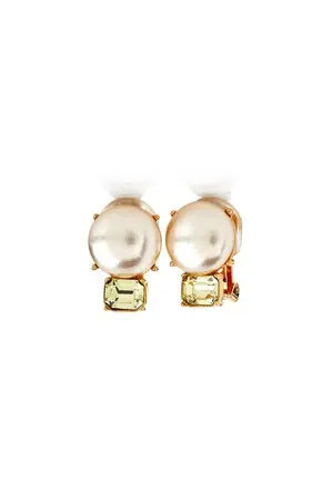 KENNETH JAY LANE Pearl & Jonquil Clip Earrings - Gold
