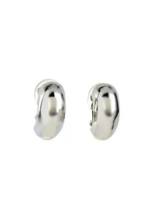 KENNETH JAY LANE Polished Hoop Clip Earrings - Silver