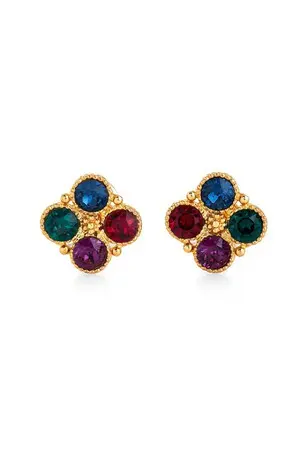 KENNETH JAY LANE Multi Stone Earrings Gold