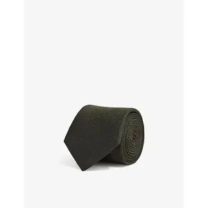REISS Reiss Ceremony Textured Silk Tie Dark Green