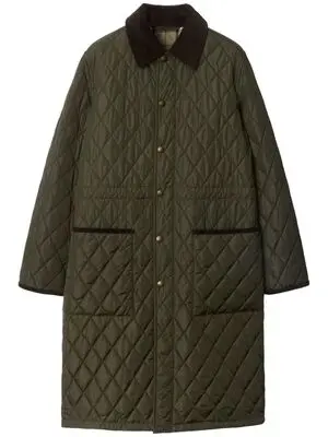 Burberry Quilted Car Coat With Corduroy Collar