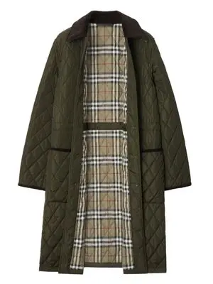 Burberry Quilted Car Coat With Corduroy Collar