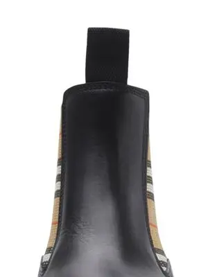 Burberry Check Pattern Leather Boots
