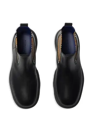 Burberry Check Pattern Leather Boots