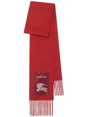 Burberry Check-label Cashmere Scarf - Red