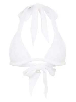LET'S SWIM Towelling Triangle Bikini Top - White