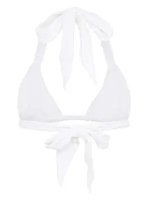 LET'S SWIM Towelling Triangle Bikini Top - White