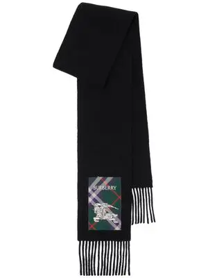 Burberry Check-label Cashmere Scarf - Black