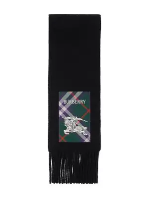 Burberry Check-label Cashmere Scarf - Black