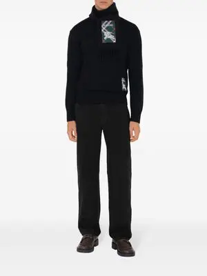 Burberry Check-label Cashmere Scarf - Black
