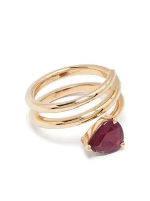 Shay 18k Yellow Spiral Ruby Ring - Gold