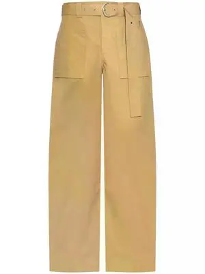 JIL SANDER Embroidered Logo Cotton Trousers
