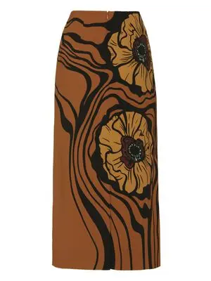 La DoubleJ Floral-print Pencil Skirt - Brown