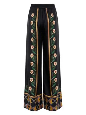 La DoubleJ Floral-print Palazzo Trousers - Black