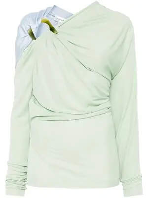 Victoria Beckham Draped Long-sleeve Top - Green