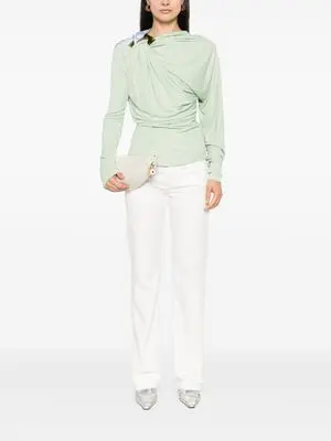 Victoria Beckham Draped Long-sleeve Top - Green