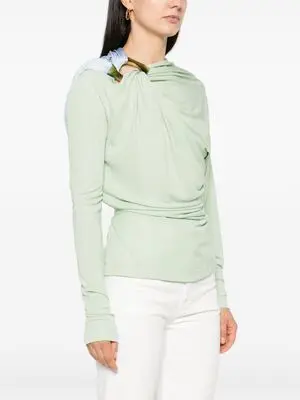 Victoria Beckham Draped Long-sleeve Top - Green