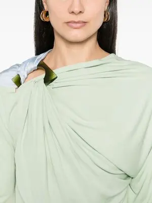 Victoria Beckham Draped Long-sleeve Top - Green
