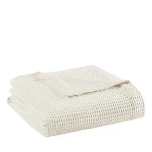 BEAUTYREST Waffle Weave Blanket, Twin - Ivory