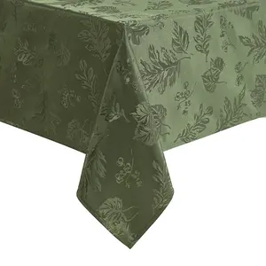 ELRENE HOME FASHIONS Elegant Woven Leaves Jacquard Damask Rectangle Tablecloth, 144 X 60 - Olive
