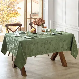 ELRENE HOME FASHIONS Elegant Woven Leaves Jacquard Damask Rectangle Tablecloth, 144 X 60