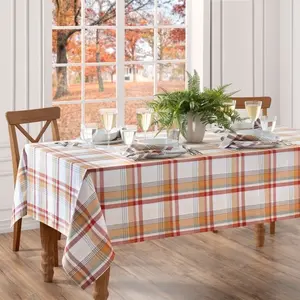 ELRENE HOME FASHIONS Seneca Plaid Harvest Cotton Rectangle Tablecloth, 84 X 60