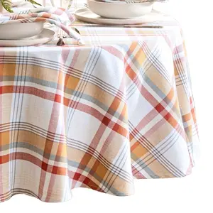 ELRENE HOME FASHIONS Seneca Plaid Harvest Cotton Round Tablecloth, 70 - Multi