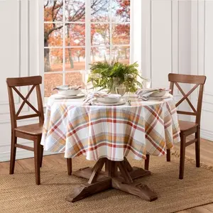 ELRENE HOME FASHIONS Seneca Plaid Harvest Cotton Round Tablecloth, 70