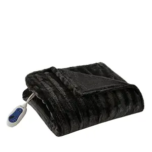 BEAUTYREST Heated Duke Faux Fur Heated Throw, 50 X 70 - Black