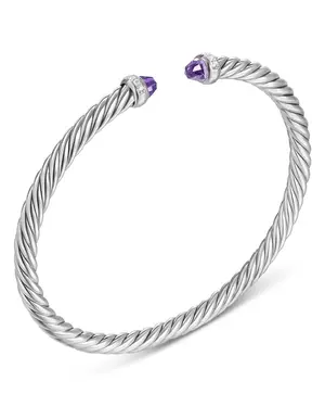 David Yurman Cablespira Flex Bracelet With Amethyst And Diamonds - Amethyst/silver