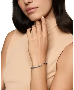 David Yurman Cablespira Flex Bracelet With Amethyst And Diamonds - Amethyst/silver