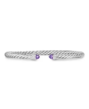 David Yurman Cablespira Flex Bracelet With Amethyst And Diamonds - Amethyst/silver