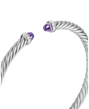 David Yurman Cablespira Flex Bracelet With Amethyst And Diamonds - Amethyst/silver
