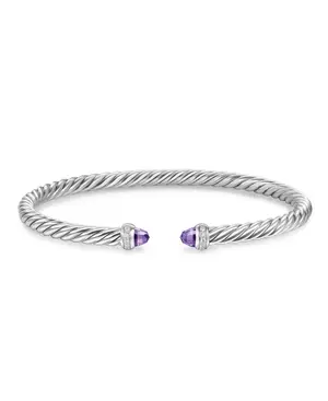 David Yurman Cablespira Flex Bracelet With Amethyst And Diamonds - Amethyst/silver