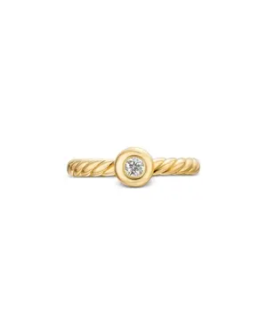 David Yurman Petite Cable Ring In 18k Yellow With Diamond - Gold
