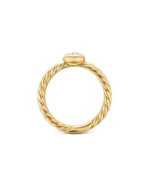 David Yurman Petite Cable Ring In 18k Yellow With Diamond - Gold