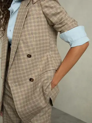 REISS Vida Wool Houndstooth-check Blazer