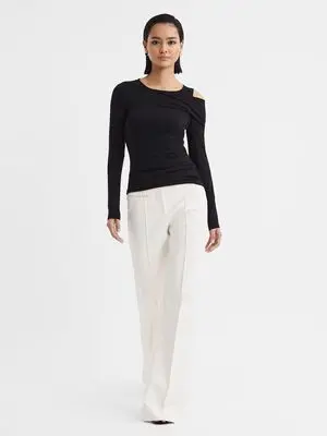 REISS Adeline Draped Shoulder Top