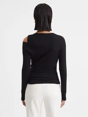 REISS Adeline Draped Shoulder Top