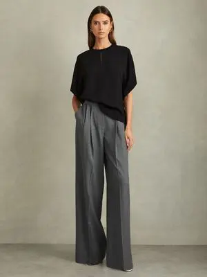 REISS Tania Draped-sleeve Top
