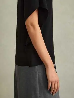 REISS Tania Draped-sleeve Top