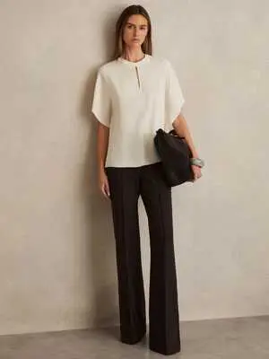 REISS Tania Draped-sleeve Top - Ivory