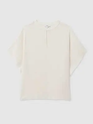 REISS Tania Draped-sleeve Top - Ivory