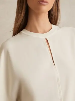 REISS Tania Draped-sleeve Top - Ivory