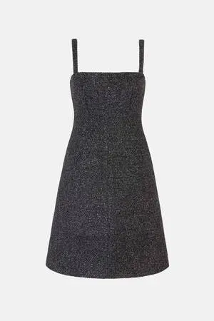 Metallic Tweed Mini Dresses