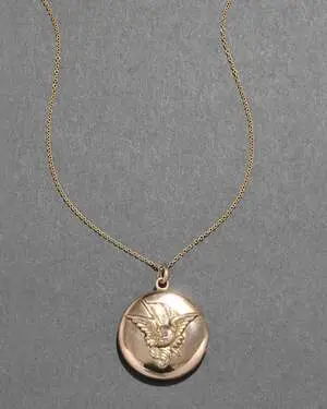 Alexis Bittar Antique 10k Eagle Locket Necklace - Gold