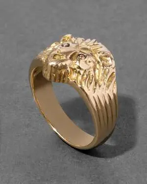Alexis Bittar Vintage Lion Head Ring - Gold