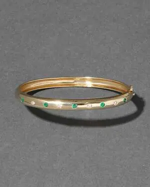 Alexis Bittar Vintage 18k Diamond & Emerald Hinge Bracelet
