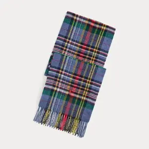 Ralph Lauren Buffalo Check Wool Scarf Blue Multi