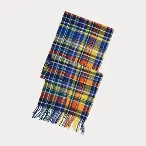 Ralph Lauren Buffalo Check Wool Scarf Orange Multi